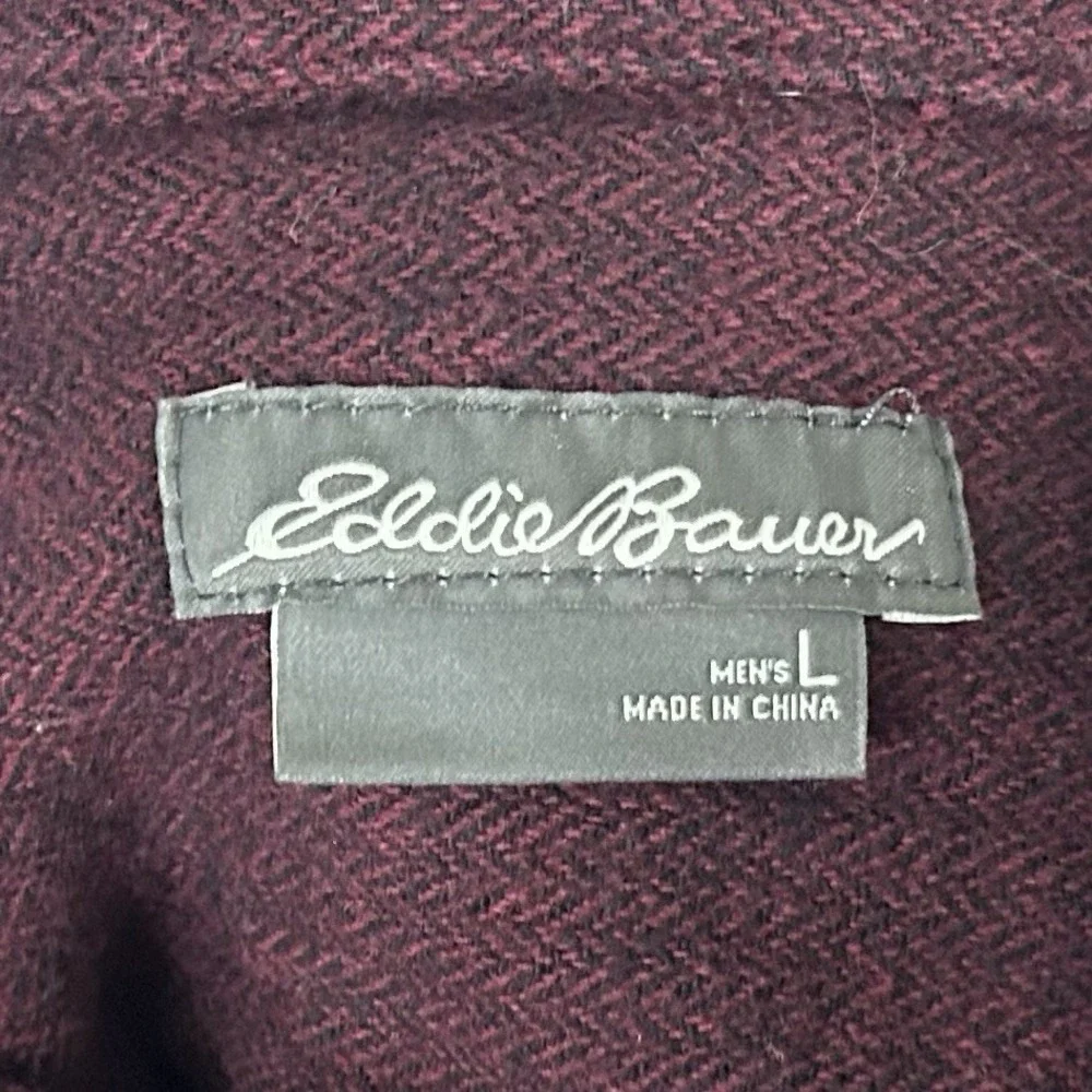 Eddie Bauer | Shirts | Eddie Bauer Large Flannel Shirt Red Herringbone ...